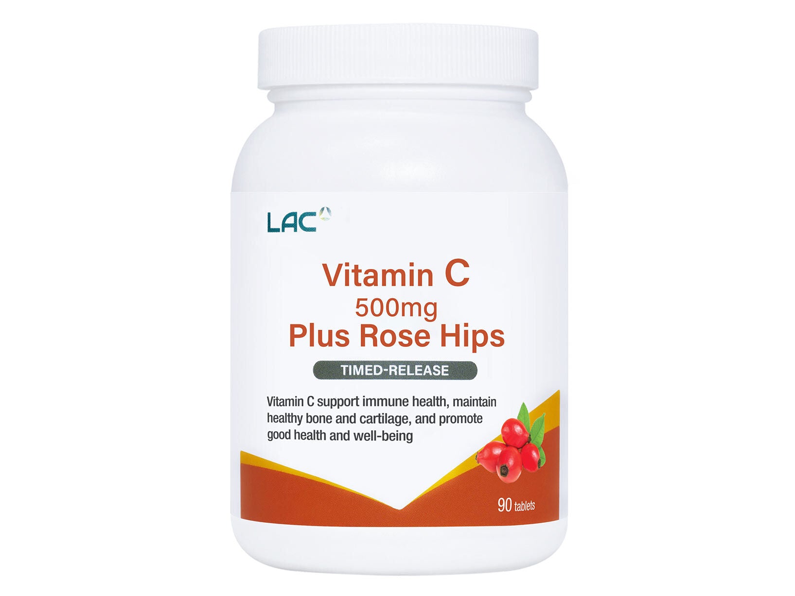 LAC Vitamin C 500mg Plus Rose Hips Timed-Release - 90 tablets – LAC ...